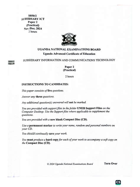 Sub Ict Paper 2 Uneb 2024 Pdf