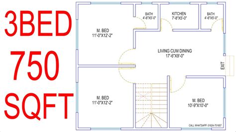 750 Sq Ft House Plans 3 Bedroom
