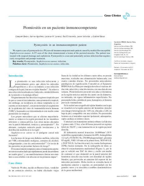 Pdf Piomiositis En Un Paciente Inmunocompetente