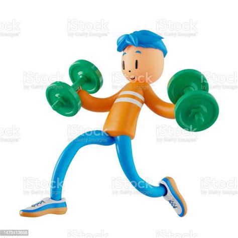 사람 만화 캐릭터 소년과 스포츠 개체를 가진 소녀 3d 그림입니다 피트니스 활동 행동 스포츠 경기에서 남자 건강한 개념입니다 3d 공 운동 액션스마트폰 스마트워치 디자인 3