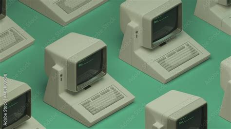 Old Pc Or Personal Computers With Keyboard Dynamic Motion Abstract 3d