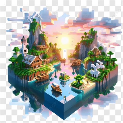 마인크래프트 게임과 구름 물 나무 재미있는 Png 일러스트 및 이미지 에 대한 무료 다운로드 Pngtree