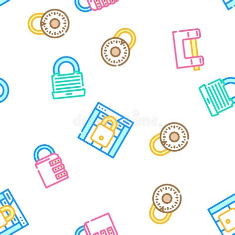 Padlock Lock Safe Password Vector Seamless Pattern Stock Illustration Illustration Of Padlock
