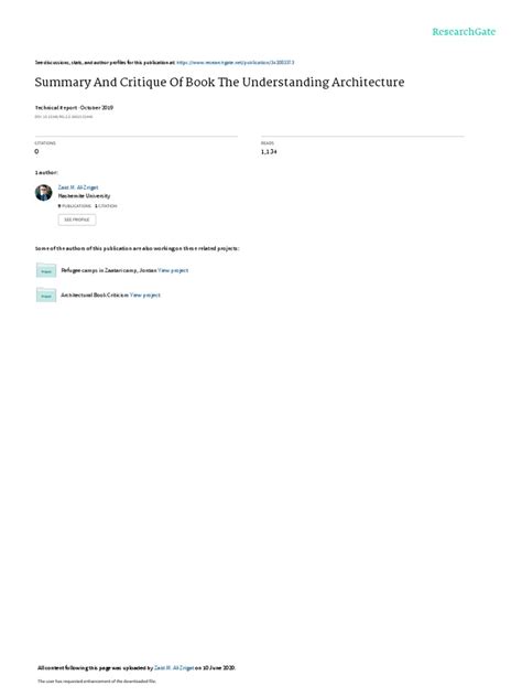 Summary Of Book The Understanding Architecture Pdf Idea Aesthetics