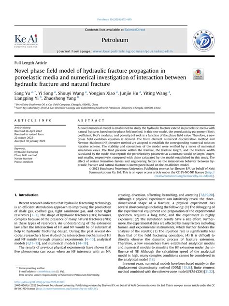 Pdf Novel Phase Field Model Of Hydraulic Fracture Propagation In Poroelastic Media And
