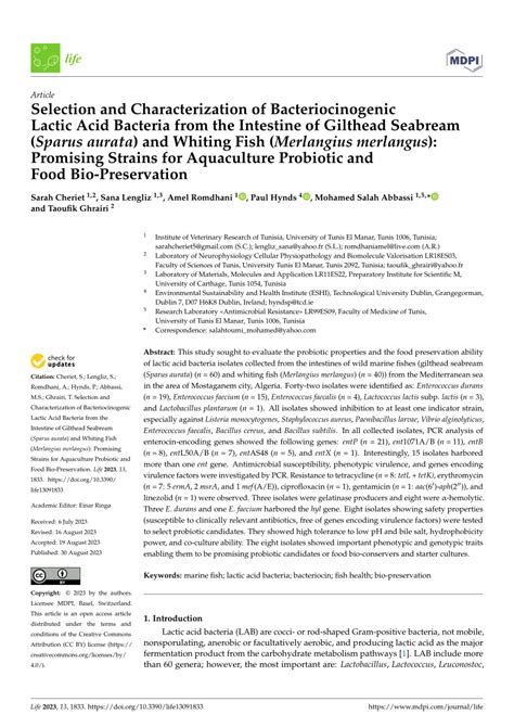 Pdf Selection And Characterization Of Bacteriocinogenic Lactic Acid Bacteria From The