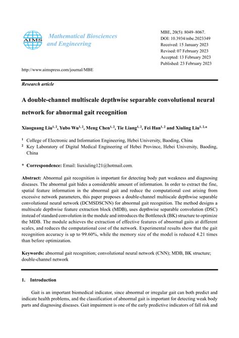 Pdf A Double Channel Multiscale Depthwise Separable Convolutional Neural Network For Abnormal