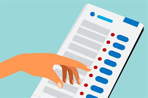 premium vector female hand casting vote on electronic voting machine evm vector illustration