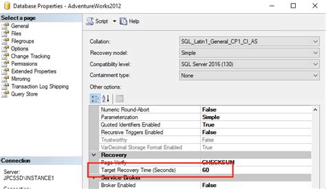 indirect checkpoints mit sql server sql select de