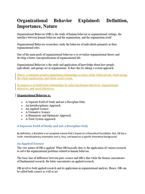 Lecture 1 Organizational Behavior Explained Pdf Organizational