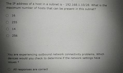 Solved The IP Address Of A Host In A Subnet Is Chegg