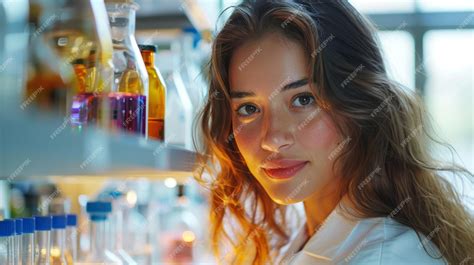 Premium Photo Woman In Chemistry Lab Synthesizing New Compounds Scientific Ingenuity