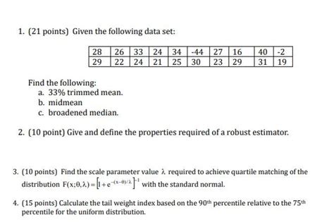 Solved 1 21 Points Given The Following Data Set 28 26 33 Chegg Com
