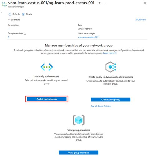 Azure Virtual Network Manager Azure Powershell을 사용하여 메시 네트워크 토폴로지 만들기