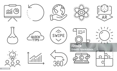 스 와이프 업 증강 현실 그래프와 같은 과학 아이콘 세트 벡터 가상현실에 대한 스톡 벡터 아트 및 기타 이미지 가상현실 공학 교육 Istock