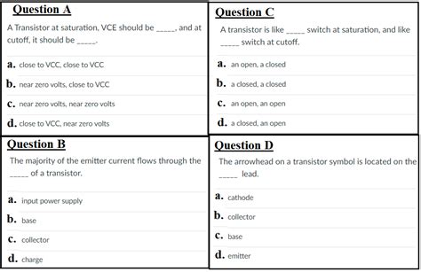 Solved Question A Question C And At A Transistor At Chegg Com