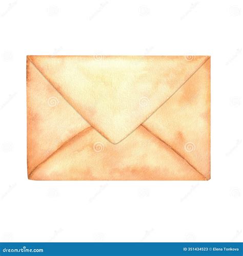 Hand Drawn Watercolor Illustration A Close Vintage Envelope Postal