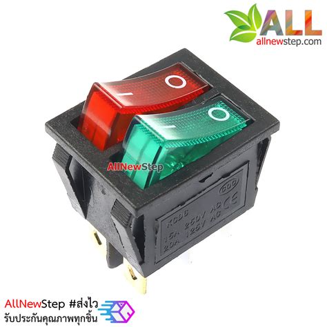 สวิตช์ 2 ทาง 2 ช่อง สวิตช์ 3 ขา สีเขียวแดง 250v 15a Kcd6 Switch
