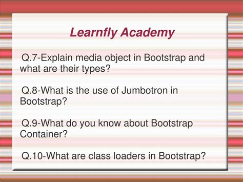 Ppt Bootstrap Interview Question Learnfly Academy Powerpoint Presentation Id7430924
