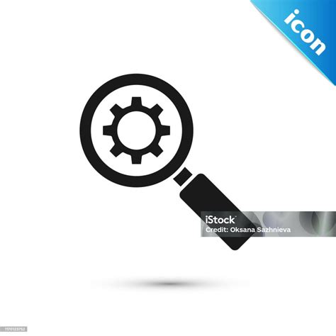 흰색 배경에 격리 된 검은 색 돋보기 및 기어 아이콘 검색 기어 도구 비즈니스 분석 기호입니다 벡터 일러스트레이션 0명에 대한 스톡 벡터 아트 및 기타 이미지 Istock