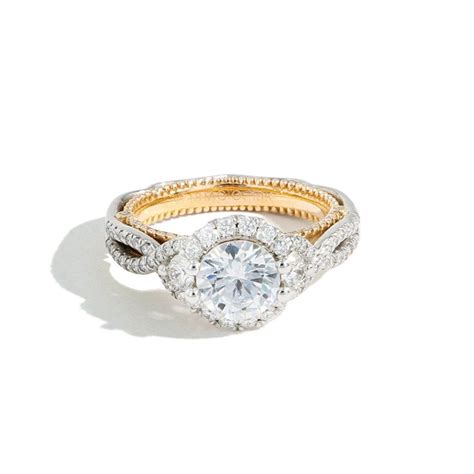 Verragio Venetian Two Tone Round Halo Vintage Engagement Ring Setting