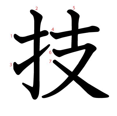 漢字技の部首画数読み方筆順意味など