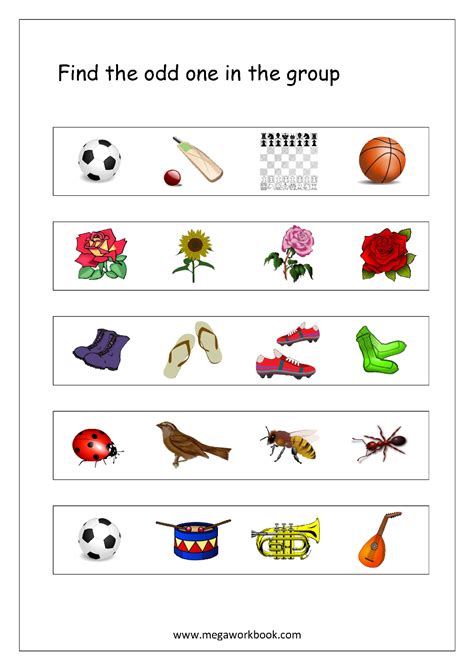 Free Printable Odd One Out Worksheets Logical Thinking And Aptitude Worksheets For Kindergarten