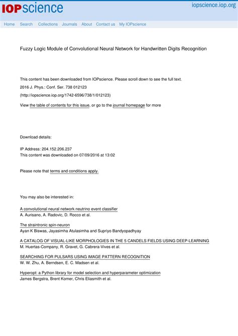 Pdf Fuzzy Logic Module Of Convolutional Neural Network For Handwritten Digits Recognition