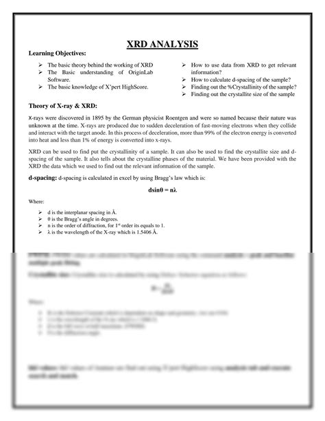 SOLUTION Xrd Analysis Studypool