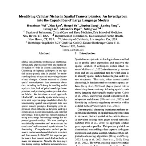 Identifying Cellular Niches In Spatial Transcriptomics An Investigation Into The Capabilities
