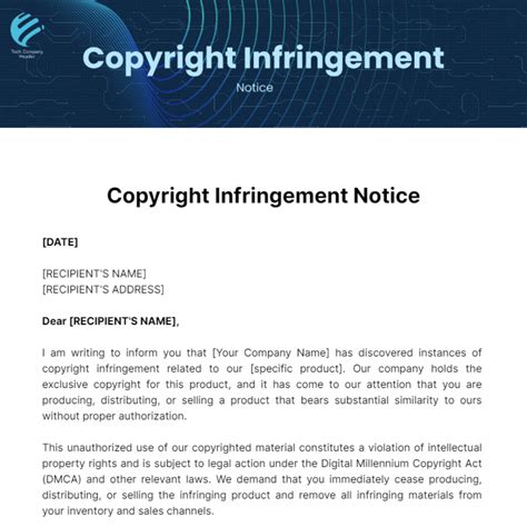 copyright infringement notice template edit online and download example