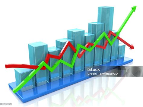 블루 바 차트 고 성장 또는 사업 및 경제와 관련 된 정보의 디자인에가 묘사 하는 화살표 3 차원 일러스트 레이 션 개발에 대한 스톡 사진 및 기타 이미지 Istock
