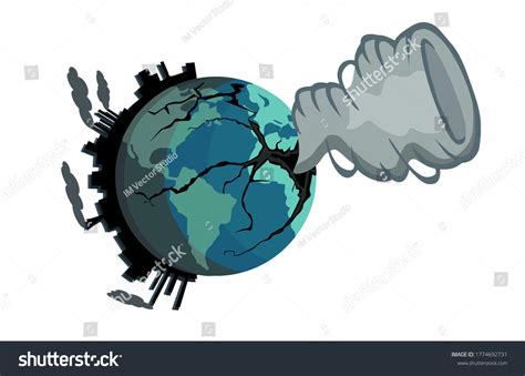 지구가 인간의 오염으로 파괴되고 허리케인이 지구의 스톡 벡터로열티 프리 1774692731 Shutterstock