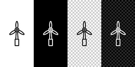 흑백 투명 한 배경에 격리 된 라인 풍력 터빈 아이콘을 설정합니다 풍력 발전기 기호 전력 생산을 위한 풍차 벡터 검은색에 대한 스톡 벡터 아트 및 기타 이미지 Istock