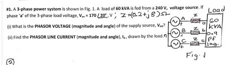 1 A 3 Phase Power System Is Shown In Fig 1 A