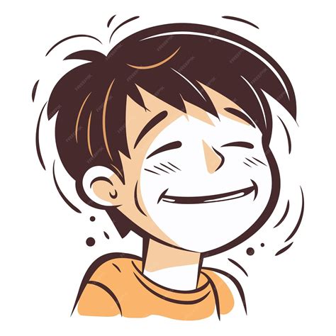 Иллюстрация мультфильма о смеющемся мальчике Векторный клип арт Премиум векторы