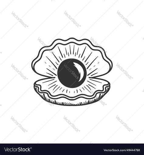 Vintage Retro Ocean Pearl Inside The Bivalve Vector Image