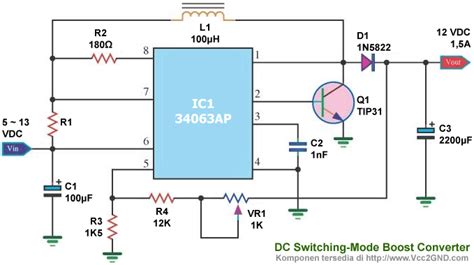 Kumpulan Skematik Rangkaian Elektronika Rangkaian Switch Mode DC Step Up Converter Menggunakan