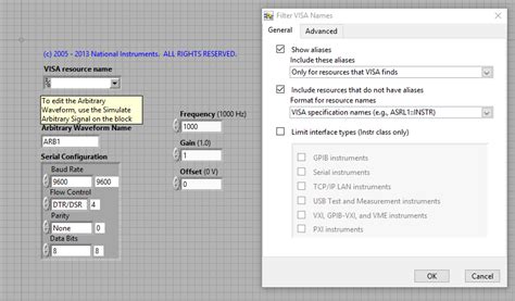 the pop up menu of “visa resource name” comes nothing except refresh