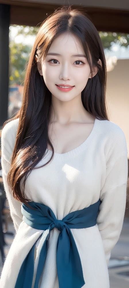 长发 甜美微笑 白色毛衣 Ai动漫美女手机壁纸图片壁纸 美女图片素材 花瓣网