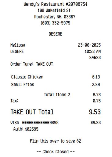 Fast Food Receipt Generator Create Fast Food Receipt From Multiple