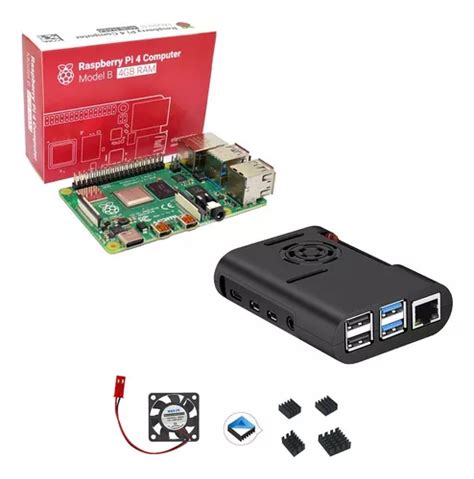 Kit Raspberry Pi 4 Model 4gb Com Case Cooler E Dissipador Frete Grátis