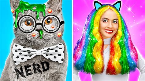 🌈 Rainbow Makeover In Real Life 😻 From Nerd To Popular With Gadgets
