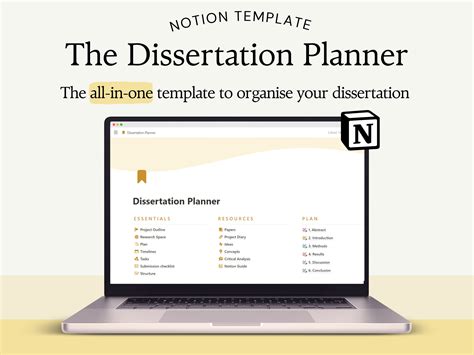 Dissertation Planner Notion Template Thesis Planner Research Organiser Productivity Tool