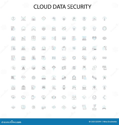 Cloud Data Security Icons Signs Outline Symbols Concept Linear Illustration Line Collection
