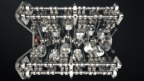 W12 Engine Working Animated 3d Model Animated Rigged Cgtrader