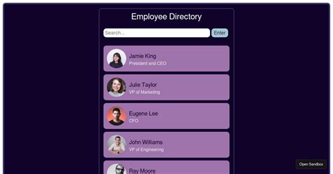 Employee Directory Codesandbox