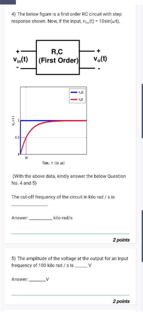 4 the below figure is a first order rc circuit with step response shown