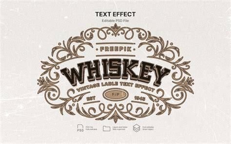 Premium Psd Whiskey Label Text Effect