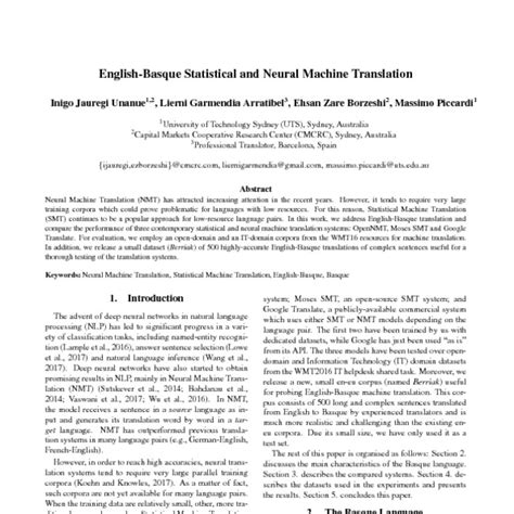 English Basque Statistical And Neural Machine Translation Acl Anthology